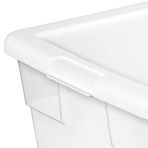 Sterilite 16 Qt Stackable Clear Plastic Storage Bin Tote Container Organizer with Handles & Indented White Lid for Organization and Storage (24 Pack)
