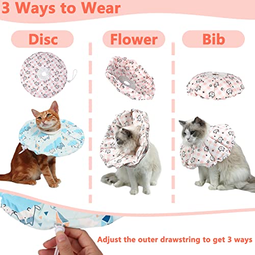 Crazy Felix Cat Cone, Soft Cat Cone Collar to Stop Licking and Scratching, Adjustable Recovery Cone for Cats After Surgery with Drawstring Design, Easy to Eat and Drink