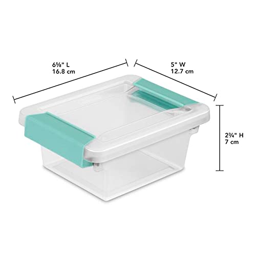 Sterilite Plastic Miniature Clip Storage Box Container with Latching Lid for Home, Office, Workspace, and Utility Space Organization, 12 Pack