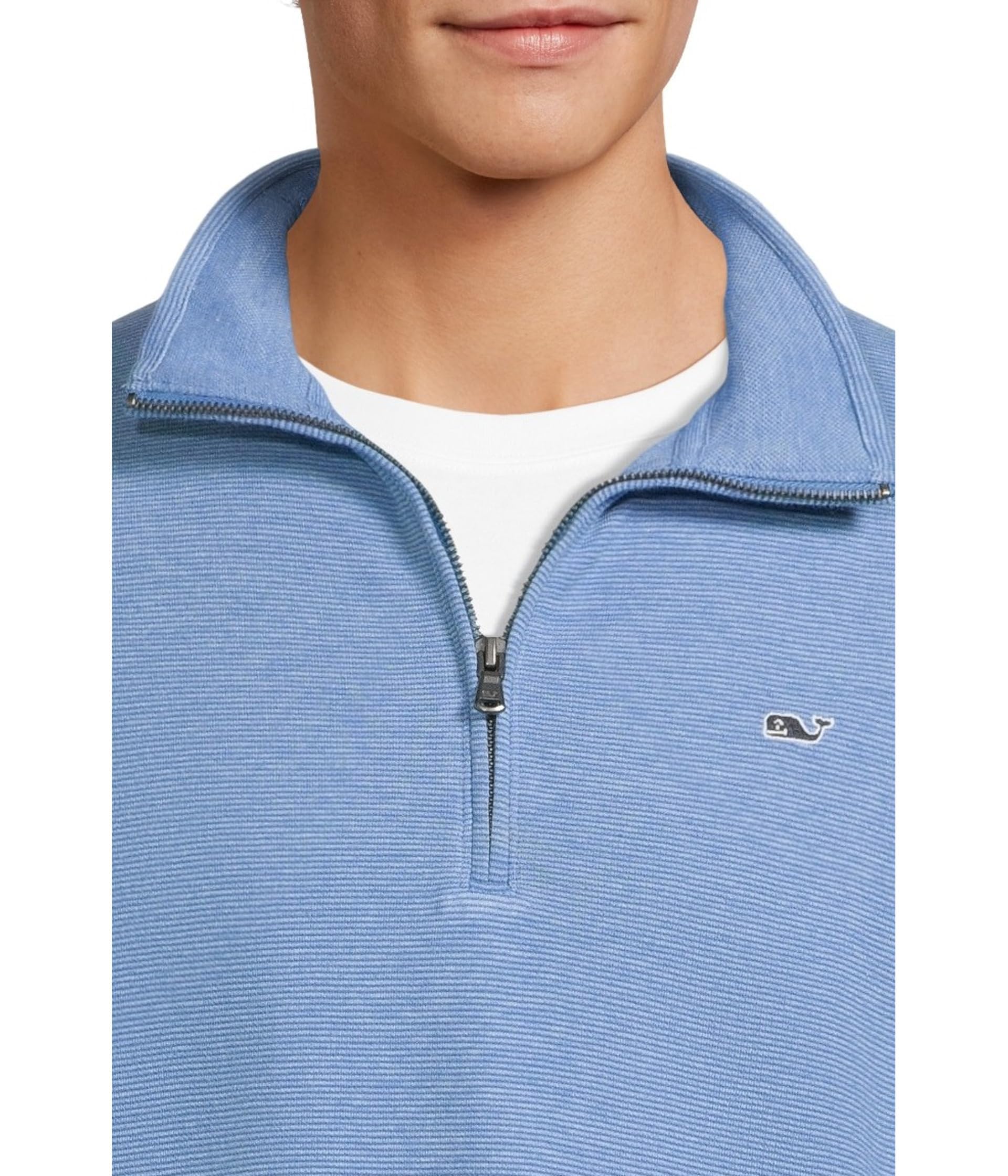vineyard vines Men's Saltwater Quarter-Zip Pullover Sweater, Hull Blue, XX-Large