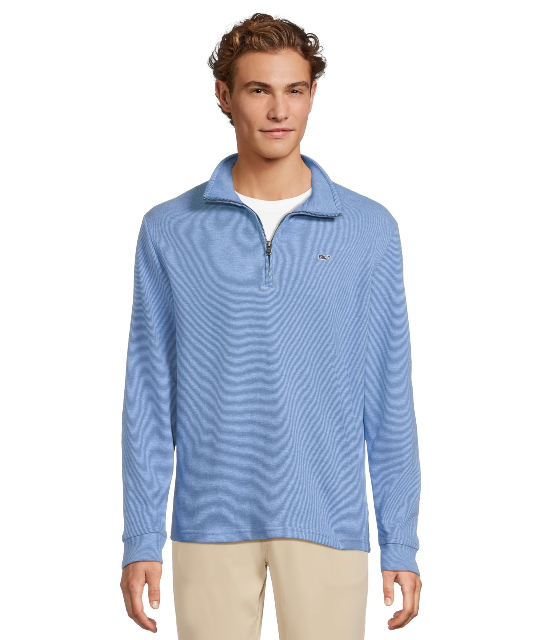 vineyard vines Men's Saltwater Quarter-Zip Pullover Sweater, Hull Blue, XX-Large
