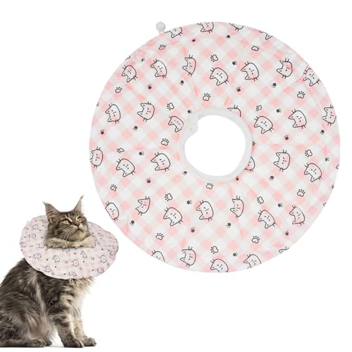 Crazy Felix Cat Cone, Soft Cat Cone Collar to Stop Licking and Scratching, Adjustable Recovery Cone for Cats After Surgery with Drawstring Design, Easy to Eat and Drink