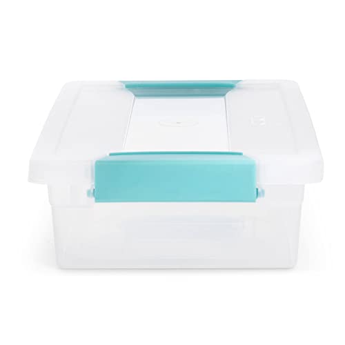 Sterilite Small Clip Box Clear Stacking Storage Tote Container with Latching Lid for Home & Office Organization and Storage Solution, 18 Pack