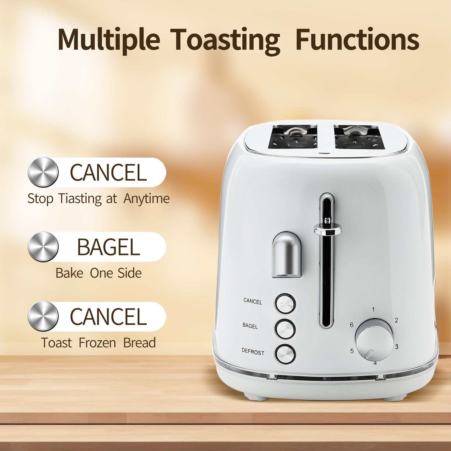 AAYUJUP Toaster 2 Slice Electric:Retro toaster Smart White toaster small toaster oven
