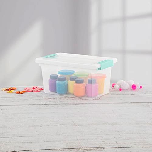 Sterilite Plastic Medium Clip Stacking Storage Box Container with Latching Lid for Home, Office, Workspace, and Utility Space Organization, 8 Pack
