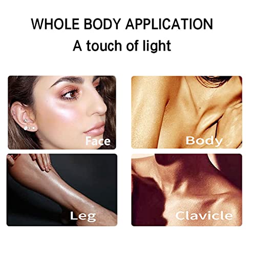 Shimmering Body Highlighter Makeup Palette Glitter Face Highlight Contouring Makeup Palette Smooth Glitter Powder Nose Eye Contour Palettes Glow Illuminator for Face & Body Women Cosmetics (Pearl White)