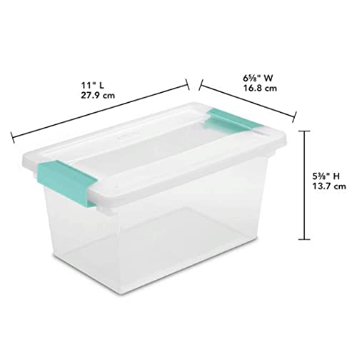 Sterilite Plastic Medium Clip Stacking Storage Box Container with Latching Lid for Home, Office, Workspace, and Utility Space Organization, 8 Pack