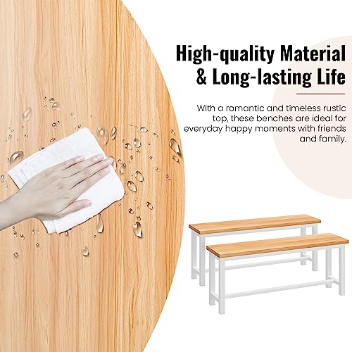 Recaceik Dining Benches, 39 Inch Table Benches, Pair of 2 Benches for Dining Room, Kitchen, Entryway, Bedroom, Industrial Small Bench Kitchen Bench with Metal Legs, Easy to Assemble, Walnut