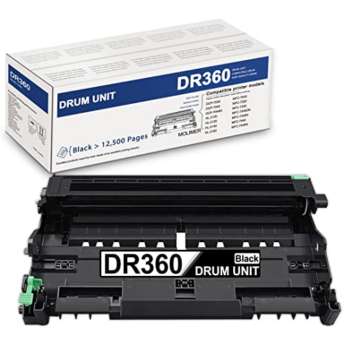 MOLIMER 1 Pack High Yield DR360 DR-360 Black Drum Unit Compatible Replacement for Brother DR360 HL-2140 HL-2170W MFC-7840W MFC-7340 MFC-7440N MFC-7345N DCP-7030 Printer