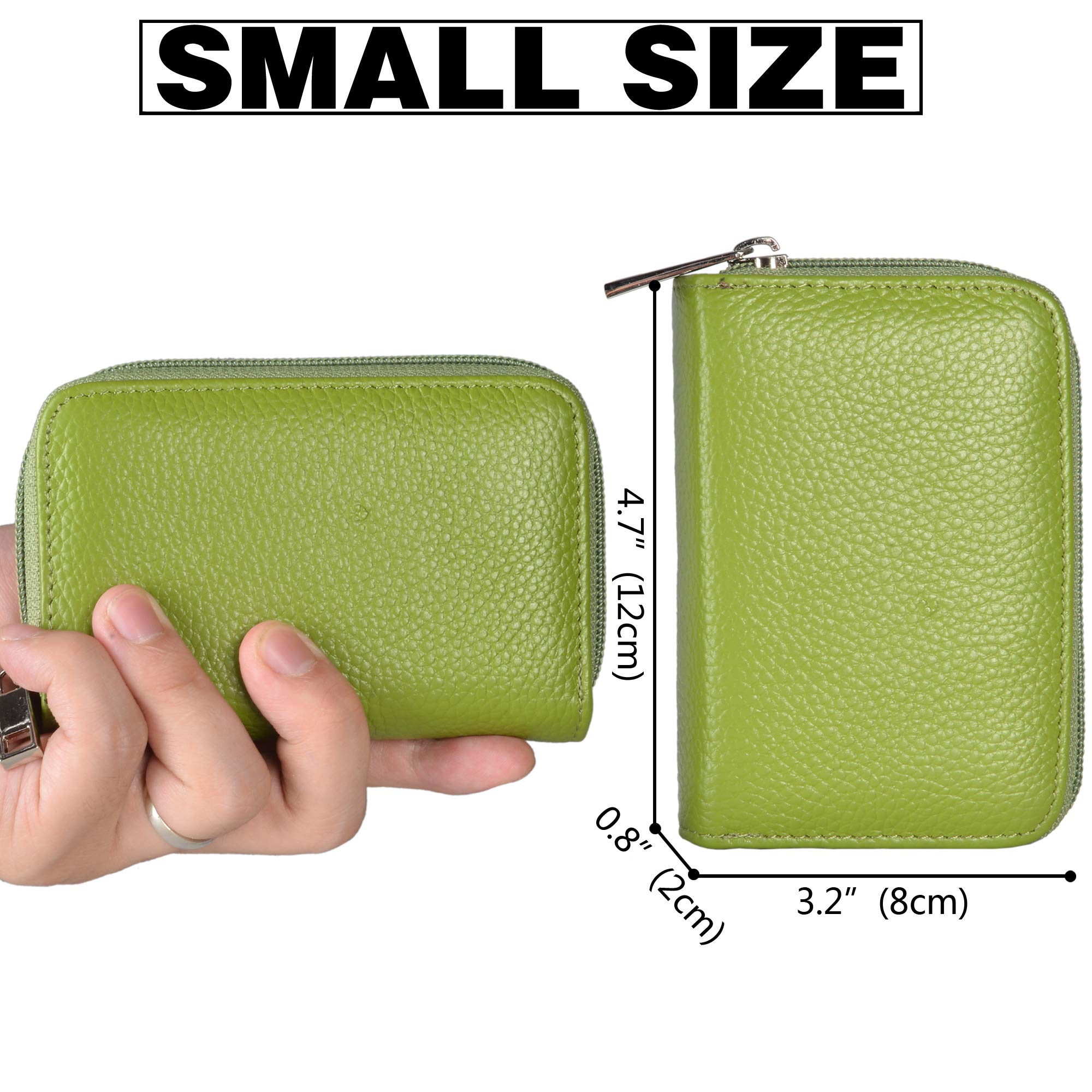 Easyoulife Genuine Leather Credit Card Holder Zipper Wallet With 26 Card Slots (Green)
