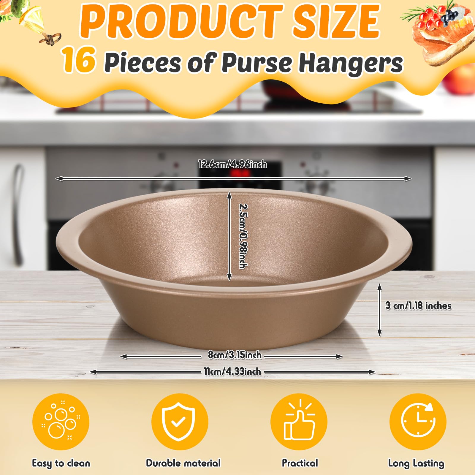 16 Pcs 4 Inch Mini Pie Pan Pie Tins Round Mini Tart Pans for Baking Carbon Steel Mini Pizza Pan Nonstick Pie Plate for Baking Small Bakeware Set for Oven Air Fryer Cake Bread Meat (Champagne)