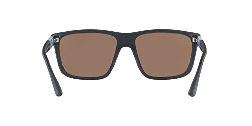 A|X ARMANI EXCHANGE Men's AX4121SF Low Bridge Fit Square Sunglasses, Dark Blue Mirrored Blue, 60 mm