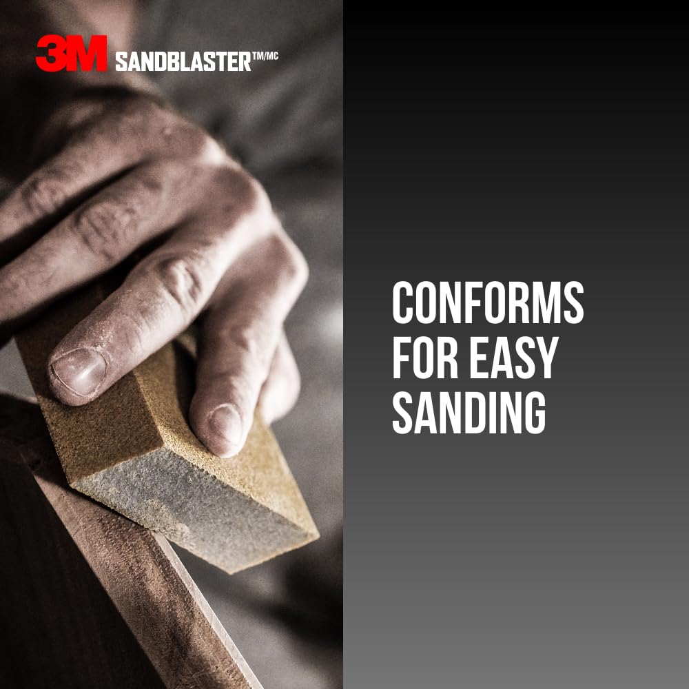 3M 9560 Dual Angled Sanding Sponge, 100 Grit, Gold