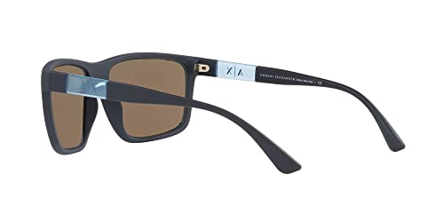 A|X ARMANI EXCHANGE Men's AX4121SF Low Bridge Fit Square Sunglasses, Dark Blue Mirrored Blue, 60 mm