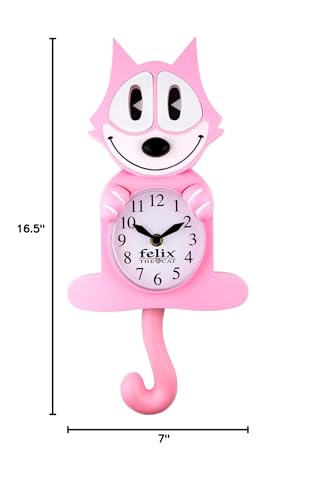 NJ Croce CL 600-P Felix The Cat Motion Clock - Pink