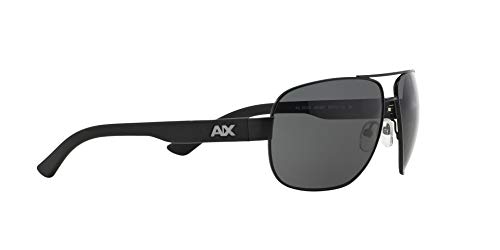 A|X ARMANI EXCHANGE Men's AX2012S Rectangular Sunglasses, Matte Black/Grey, 62 mm