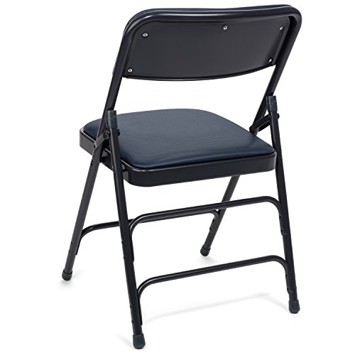 XL Series Vinyl Folding Card Table and Chair Set (5pc) - Comfortable Padded Upholstery for Easy Cleaning - Fold Away Design, Easy Storage - Premium Quality, Wheelchair Accessible (Navy)