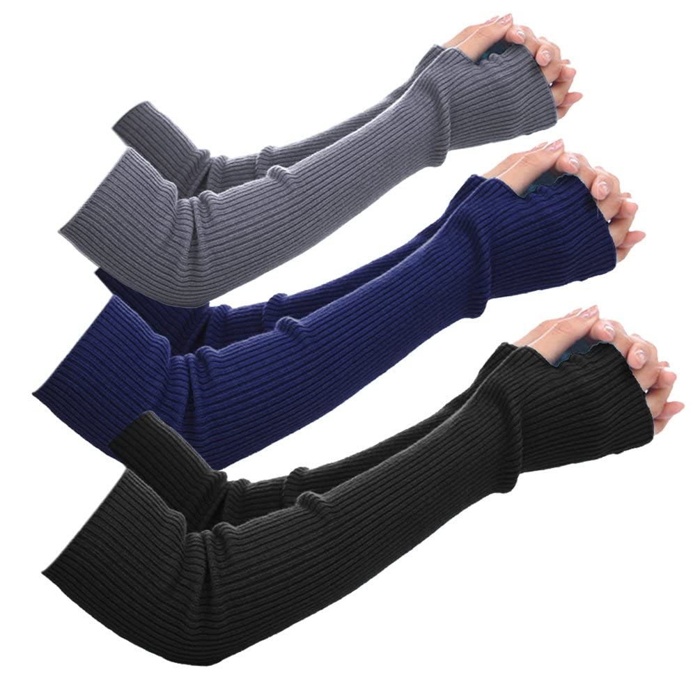 NOVAWO Wool Blend Warm Arm Warmers Super Soft Long Fingerless Gloves for Women