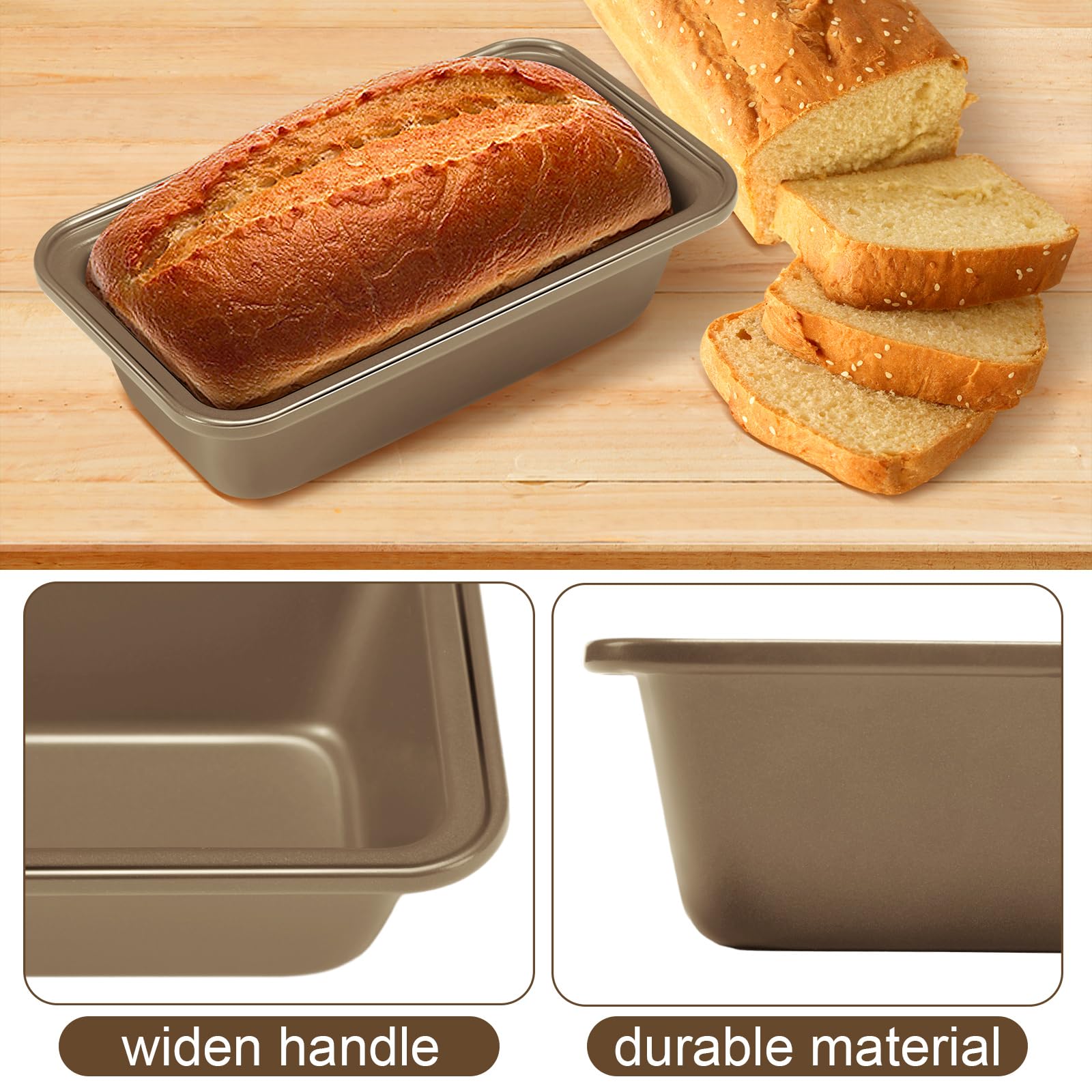 Uiifan 12 Pcs Mini Loaf Pan for Baking Bread Non Stick Small Banana Bread Tins 6.1 x 3.3 x 2.1 Inches Nonstick Carbon Steel Tiny Meatloaf Pan for Oven and Baking (Gold)