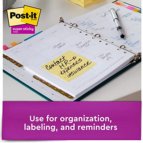 Post-it® Notes, Super Sticky Notes, 3 in x 3 in, Canary Yellow, Pack Of 16 Pads