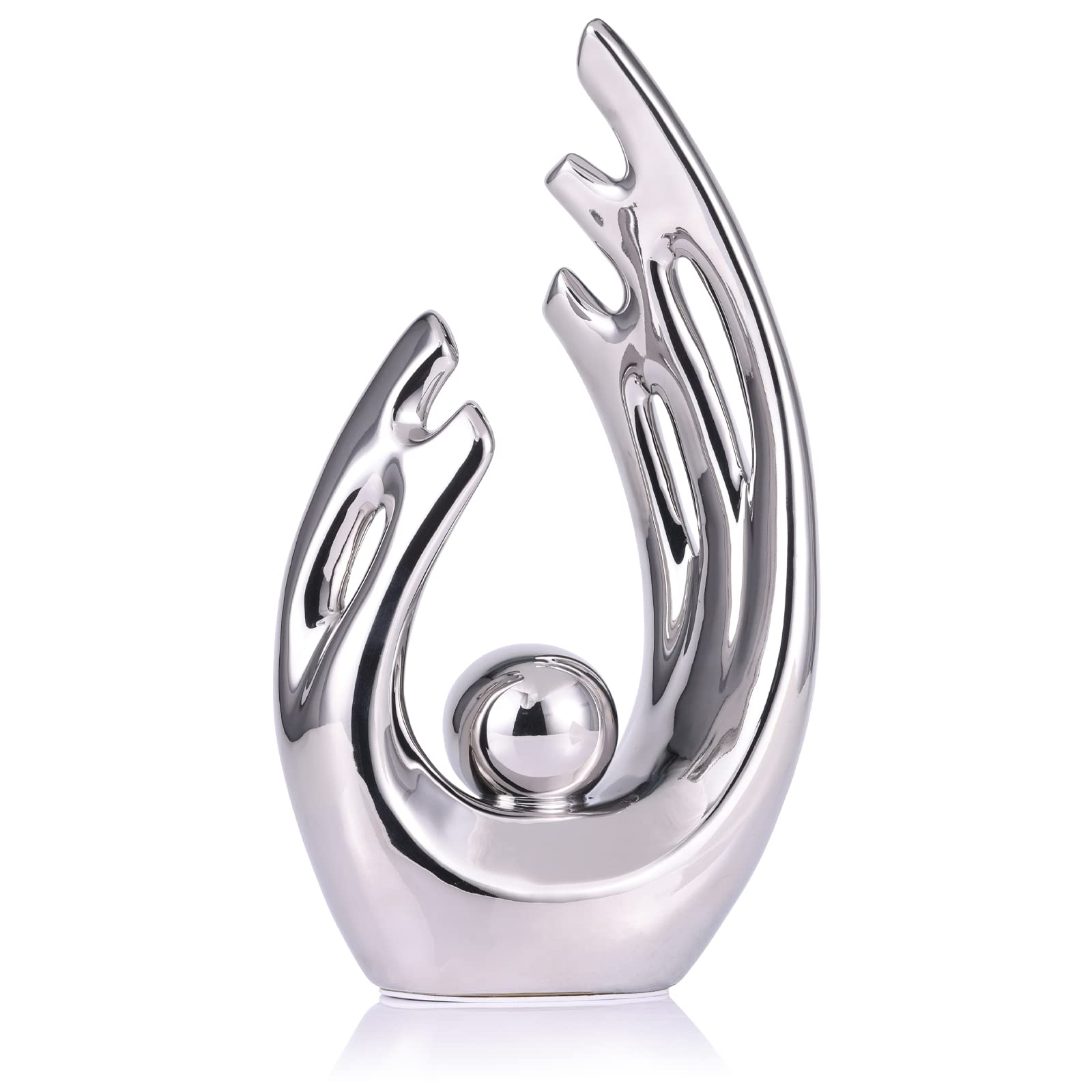 DOVDOV Mid-Century Silver Decor, Silver Sculpture Home Decor, Modern Art Decor for Living Room Decor, Dining Table Centerpiece Accessories, Gold Decor on Shelves, entryway Tables