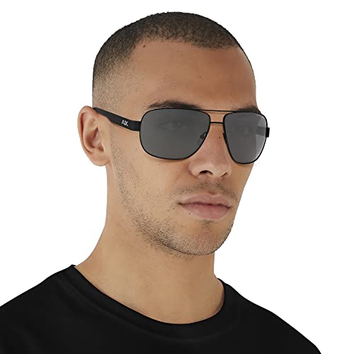 A|X ARMANI EXCHANGE Men's AX2012S Rectangular Sunglasses, Matte Black/Grey, 62 mm