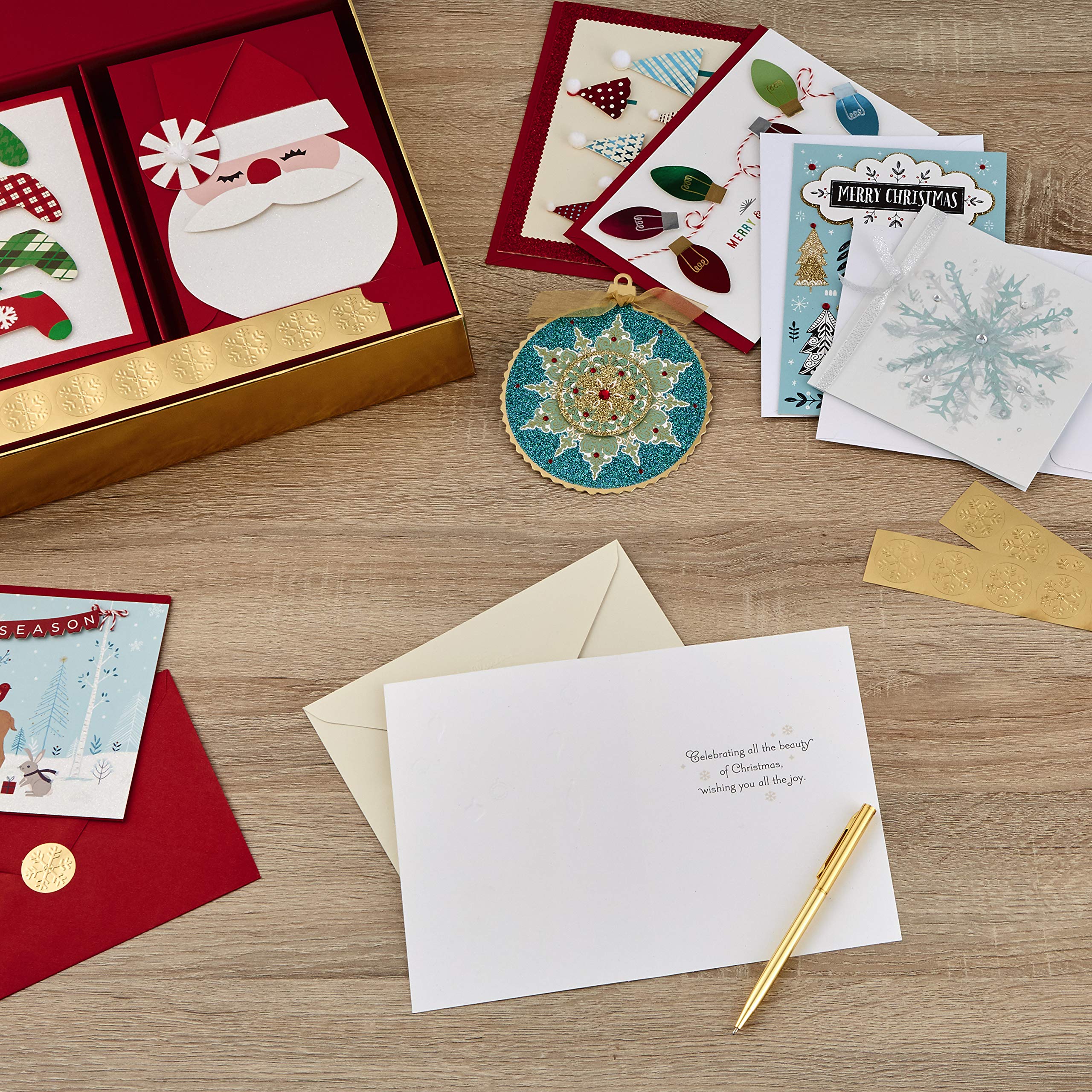 Hallmark Boxed Handmade Christmas Cards Assortment (Set of 24 Special Holiday Greeting Cards and Envelopes) (1XPX5156)