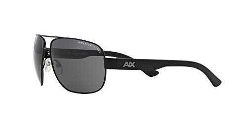 A|X ARMANI EXCHANGE Men's AX2012S Rectangular Sunglasses, Matte Black/Grey, 62 mm