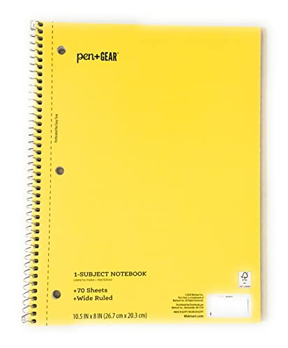 Pen + Gear 1 Subject Notebook, Wide Ruled, 70 Sheets (Yellow & Purple)