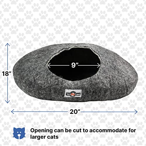 Yeti Pet Cave Pet Bed for Cats and Small Dogs, 100% New Zealand Wool, Blue