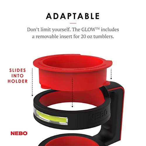NEBO Stainless Steel 6668 GLOW - Light + Handle for your 30oz tumbler - YETI Rambler, Ozark Trail and more