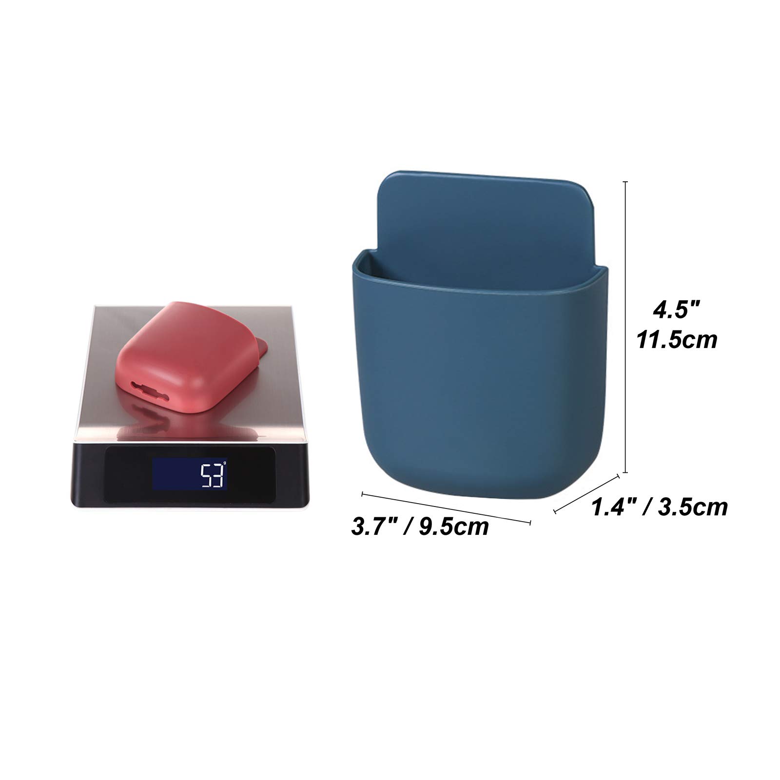 kulusion 3 Pcs Remote Control Holder, Wall Mount Pen Holder Hole-Free Self Adhesive Phone Charging Organizer Pencil Storage Containers for Home Office School Supply Orgaizer (Blue