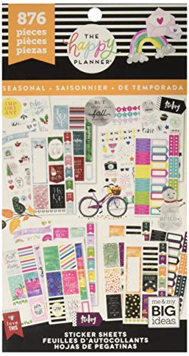 me & my BIG ideas Sticker Value Pack - The Happy Planner Scrapbooking Supplies - All in A Season Theme - Multi-Color & Gold Foil - Great for Projects & Albums - 30 Sheets, 876 Stickers Total