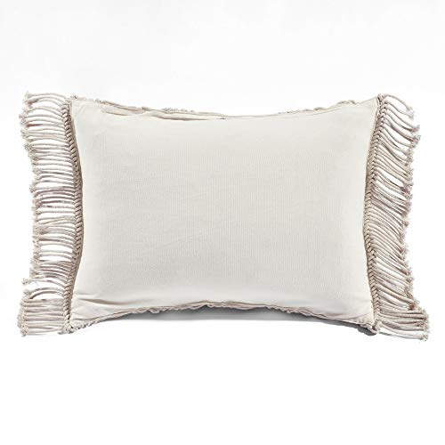 Lush Decor Studio Chevron Macrame Decorative Pillow, 13" x 20", Snow White