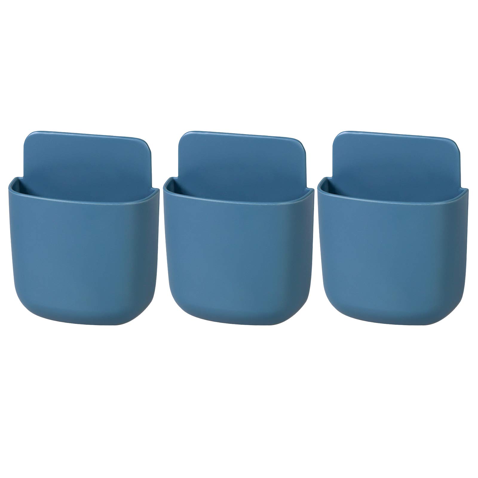 kulusion 3 Pcs Remote Control Holder, Wall Mount Pen Holder Hole-Free Self Adhesive Phone Charging Organizer Pencil Storage Containers for Home Office School Supply Orgaizer ​(Blue