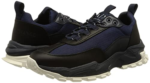 AX Armani Exchange mens Elevated Sporty Fashion Sneaker, Black+blue, 9.5 US
