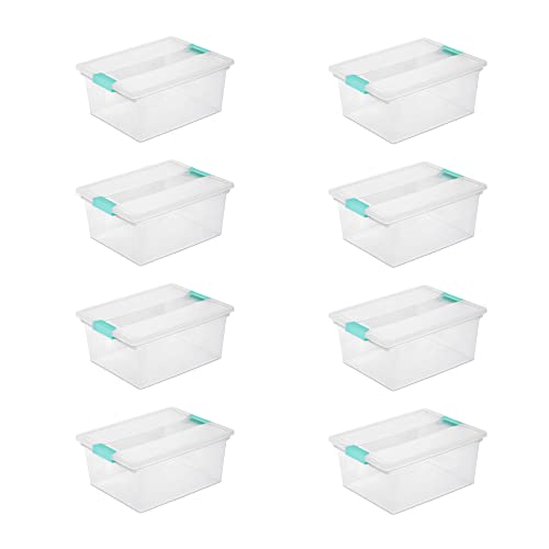 Sterilite Deep Clear Plastic Stackable Storage Container Bin Box Tote with Clear Latching Lid Organizing Solution for Home & Classroom, 8 Pack