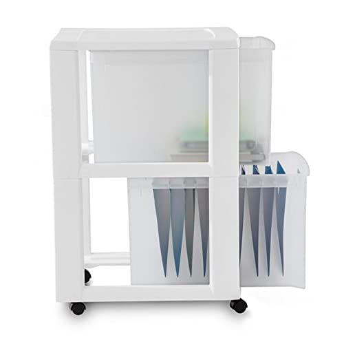 Sterilite Ultra 2 Clear Drawer Plastic Rolling Storage Container Cart with Ergonomic Handles and Caster Wheels, White (2 Pack)