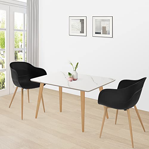 Arm Modern Chairs with Metal Legs for Living, Bedroom, Kitchen, Dining,Lounge Waiting Room, Restaurants, Cafes, Set of 2…