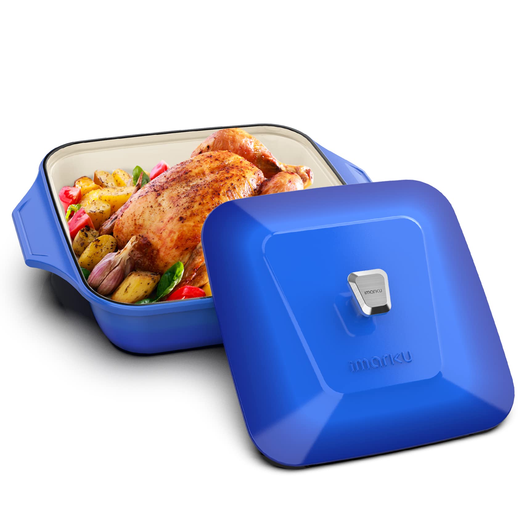 Dutch Oven, imarku 3.5 Quart Braiser Pan Nonstick Heavy Duty Enameled Cast Iron Dutch Oven Pot, Oven Safe Up To 550°F, Enamel Coating, Nonstick Easy to Clean
