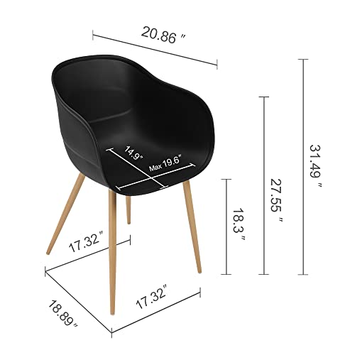 Arm Modern Chairs with Metal Legs for Living, Bedroom, Kitchen, Dining,Lounge Waiting Room, Restaurants, Cafes, Set of 2…