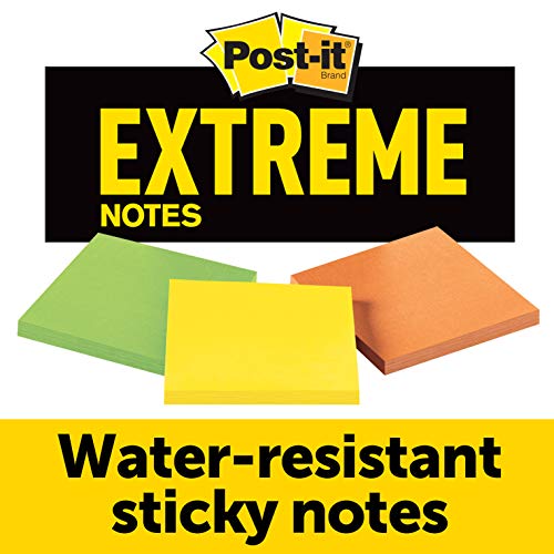 Post-it Extreme Notes, Works outdoors, Removes cleanly, 100X the holding power, Green, Orange, Yellow, 3 in x 3 in, 3 Pads/Pack, 45 Sheets/Pad (EXTRM33-3TRYMX)