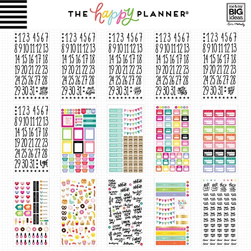 me & my BIG ideas Sticker Value Pack for Mini Planner - The Happy Planner Scrapbooking Supplies - Planner Basics Theme - Multi-Color & Gold Foil - For Projects & Albums - 30 Sheets, 1768 Stickers