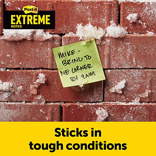 Post-it Extreme Notes, Works outdoors, Removes cleanly, 100X the holding power, Green, Orange, Yellow, 3 in x 3 in, 3 Pads/Pack, 45 Sheets/Pad (EXTRM33-3TRYMX)