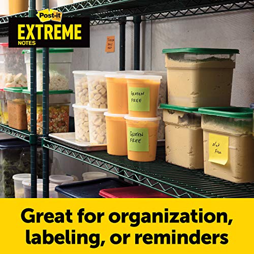 Post-it Extreme Notes, Works outdoors, Removes cleanly, 100X the holding power, Green, Orange, Yellow, 3 in x 3 in, 3 Pads/Pack, 45 Sheets/Pad (EXTRM33-3TRYMX)
