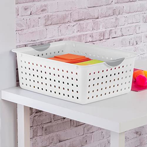 Sterilite Set of Ultra Plastic Storage Bin Baskets with Handles Including 6 Large and 6 Deep Containers for Household Organization, 12 Pack