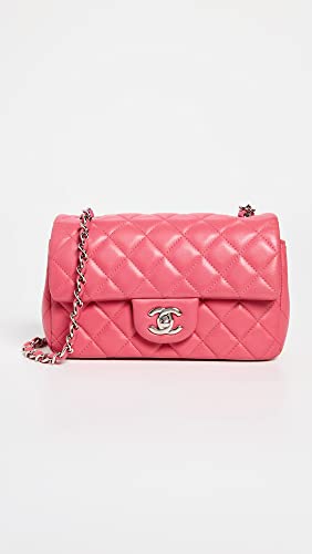CHANEL Women's Pre-Loved Pink Lambskin Rectangular Flap Bag, Pink, One Size