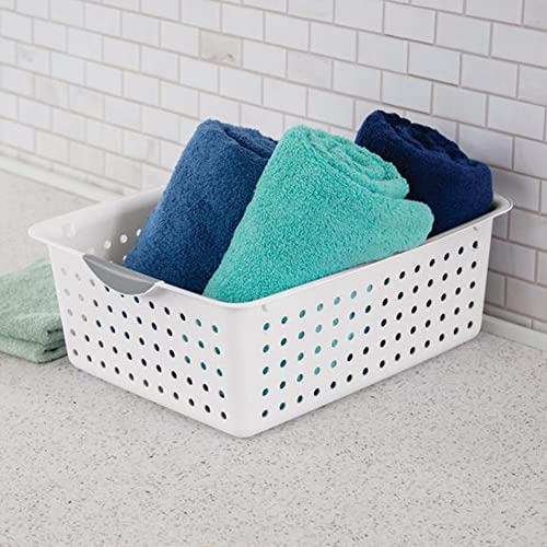 Sterilite Set of Ultra Plastic Storage Bin Baskets with Handles Including 6 Large and 6 Deep Containers for Household Organization, 12 Pack