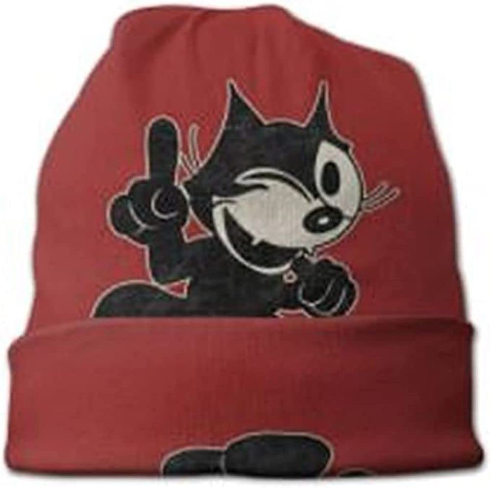 Felix Cartoon Cat Character Red Adult Size Beanie Knit Hat