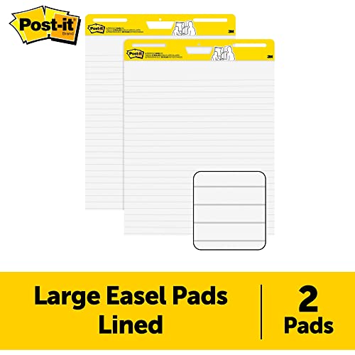 Post-it® Super Sticky Lined Easel Pads, 25" x 30", 30 Sheets Per Pad, White, Pack Of 2 Pads